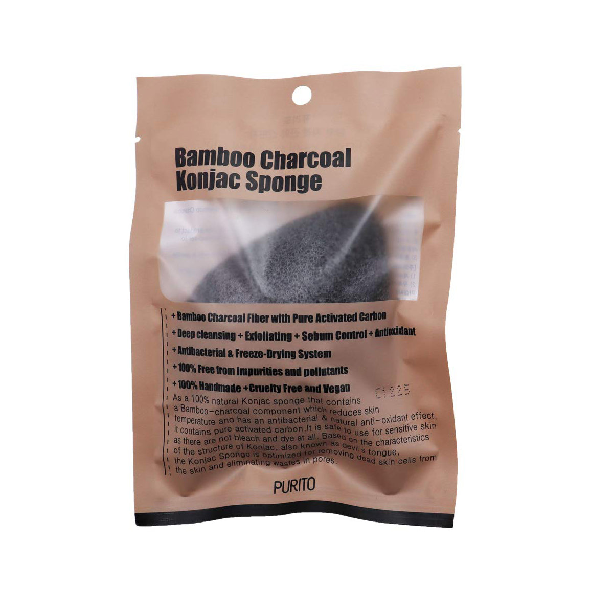 PURITO Bamboo Charcoal Konjac Sponge - Peaches&Creme Korean Skincare ...